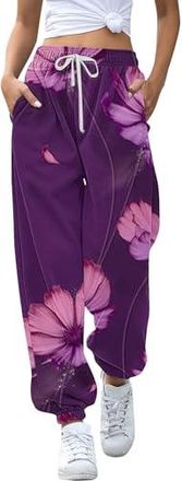 Generic Pantalon de jogging doubl&eacute; en polaire pour femme - Taille haute - Avec poches - Pantalon de yoga pour femme, violet, M