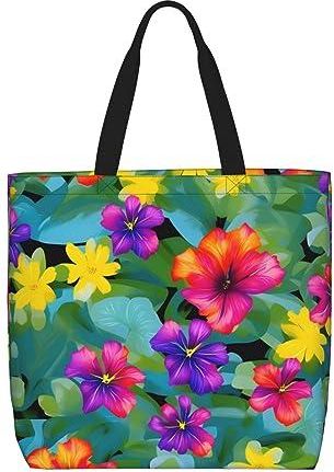 Generic Fleur Hawa&iuml;enne Color&eacute;e Sac Fourre-Tout D&eacute;contract&eacute; Sacs De Courses R&eacute;utilisable Sac A Main Femmes Pour Travail Voyage Plage