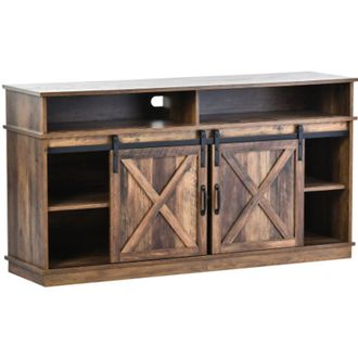 Need SOGES Grand meuble TV buffet avec 2 portes coulissantes classiques, &eacute;tag&egrave;res r&eacute;glables pour salon, salle &agrave; manger, ferme, 148x40x78 cm