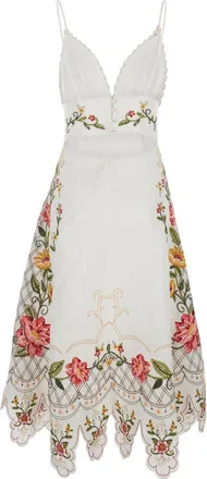 Farm Rio Womens Dress, White Linen