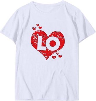 Generic T-shirt graphique &agrave; manches courtes pour la Saint-Valentin 2026 pour hommes et femmes, t-shirt tendance d&eacute;contract&eacute; pour jeunes, blanc, XXL