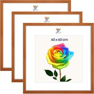 MG Design 3er Set Bilderrahmen 60 x 60 cm - Posterrahmen mit Lackiertes Holz Echtholzrahmen und bruchsicherem Acrylglas, Hoch & Quer mit stabiler Wandaufh&auml;ngung