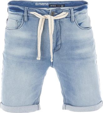 Riverso Jeans Shorts Herren Stretch Kurz Kordelzug Regular Fit RIVPaul Kurze Hosen Bermuda Shorts Sommer Denim Einfarbig, Größe:W 33, Farbe:Light Blue Denim (