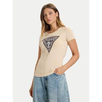 Guess T-Shirt W5BI15 J1314 Hellbeige Slim Fit