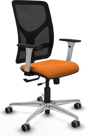 Piqueras y Crespo B&uuml;rostuhl, R&uuml;ckenlehne aus Netzstoff, mit wei&szlig;en und schwarzen Armlehnen, h&ouml;henverstellbare Lendenwirbelst&uuml;tze, ausgestattet mit Syncro/Traslack und S