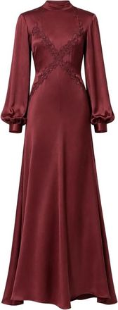 Twinset Robe longue en satin - Femme - Robes - Rouge - Taille: 42 FR
