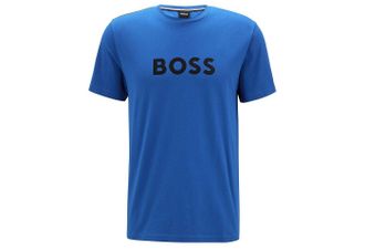 BOSS T-Shirt Sun UV Protection (1-tlg) Herren Beach Shirt aus reiner Baumwolle mit gro&szlig;em Logo-Print