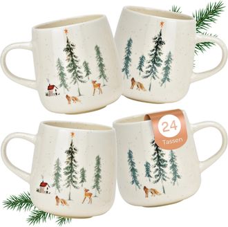 Matches 21 Weihnachtstassen 24 St&uuml;ck Waldlandschaft, Kaffeetassen 500 ml - Tassen f&uuml;r Kaffee & Tee f&uuml;r Weihnachten