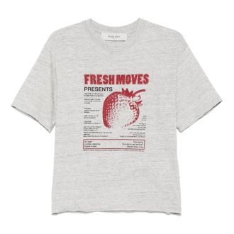 Golden Goose Femme, Tops, Gris, Taille: 36 FR T-shirt en coton avec impression &eacute;toiles