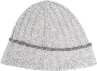 Brunello Cucinelli Kaschmir Rippstrick-M&uuml;tze - - Accessories - unisex - Grau - L