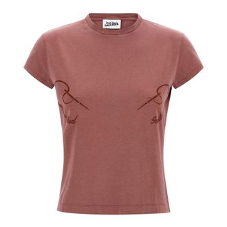 Jean Paul Gaultier Femme, Tops, Rouge, Taille: 40 FR The Needles Embroidered T-shirt