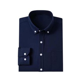 Generic Chemise Oxford classique &agrave; manches longues pour homme, coupe ajust&eacute;e, d&eacute;contract&eacute;e, unie, ray&eacute;e, boutonn&eacute;e, 812, 4XL