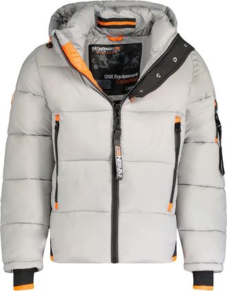 Geographical Norway Herren Winterjacke Calix Light Grey -S - mit UD Beanie