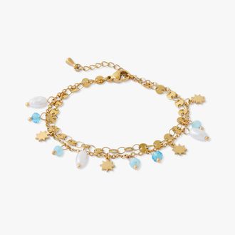 Lollipops Bracelet 2 rangs perles facett&eacute;es et soleils Acier