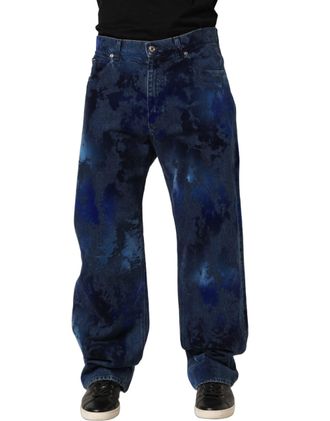 Dolce & Gabbana Blue Tie Dye Cotton Men Straight Denim Jeans Elastane Clothing