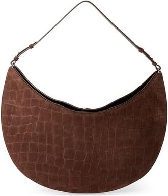 Jacquemus Sac Ovalo peau de crocodile en cuir suédé