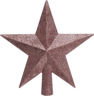 Kaemingk Christbaumspitze Stern Kunststoff Glitzer 19cm Weihnachtsspitze Tannenbaumspitze Altrosa