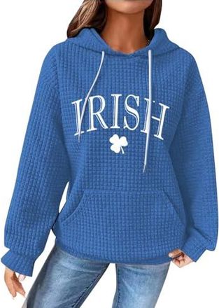 Generic Sweat-shirt surdimensionn&eacute; pour femme - Pull &agrave; capuche pour femme - Lettre imprim&eacute;e - Tops pour la Saint Tag - Veste de surv&ecirc;tement 2026 - Automne Hiv