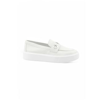 Frau Leder-Slipper mit &Ouml;sen - - Shoes - Damen - Wei&szlig; - 37 EU
