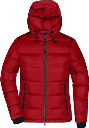 James & Nicholson Damen Winter Steppjacke Sorona - Modische Winterjacke mit Steppung und atmungsaktiver DuPont Sorona Wattierung | Farbe: red/black | Gr&ouml;sse: L