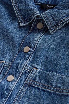 Next Jeanskleid Kurz&auml;rmeliges Utility-Denimkleid (1-tlg)