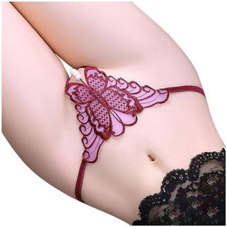 Generic Culotte sans Couture pour Femme, sous-vêtementss, Perle, Sexy, Fine, Maille Transparente, exquise, Trois Broderies, String Taille Basse (Purple, M)