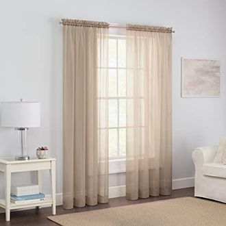 Pairs To Go Victoria Voile-Vorh&auml;nge, modern, durchscheinend, f&uuml;r Wohnzimmer, 150 x 160 cm, Taupe