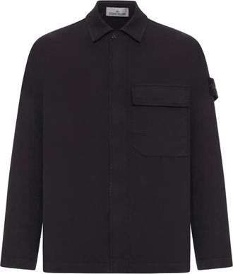 Stone Island chest pocket badge overshirt - Schwarz