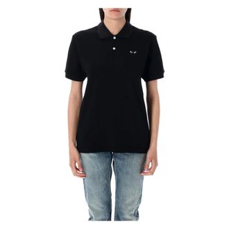 Comme Des Garçons Femme, Tops, Noir, Taille: 36 FR Logo Patch Polo