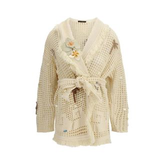 Alanui Femme, Pulls, Beige, Taille: 40 FR Cardigan en maille de coton avec fermeture boutonn&eacute;e