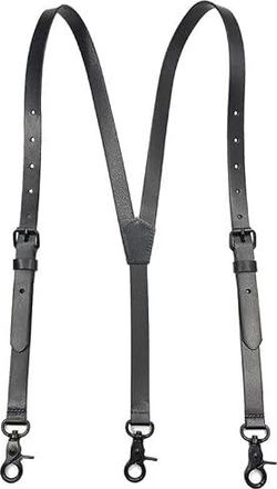 Generic Bretelles r&eacute;glables vintage en cuir v&eacute;ritable pour homme Noir/marron/marron clair avec boucle &agrave; crochets, Noir, S