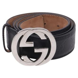 Gucci Pre-owned Guccissima Interlocking G Buckle Belt - Femme - Pre-owned - Noir - Taille: ONE Size