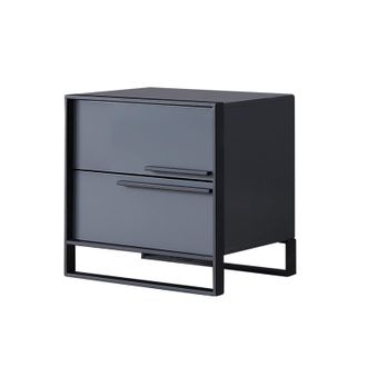 Generic Schwarzgrauer Nachttisch Mit 2 Schubladen - Nordischer Luxus-Nachttisch Mit Geräuschlosem Schiebedesign for Schlafzimmer Und Wohnzimmer(Gray+Black)