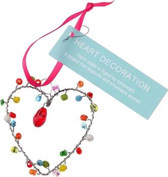 Rex London Mini Herz-Dekoration mit Perlen handgefertigt Hängedekoration ca. 5x5 cm mit Bandschleife