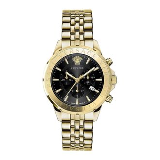 Versace Chrono Signature Chronograph Uhr Edelstahl - - Accessories - Herren - Gelb - ONE SIZE