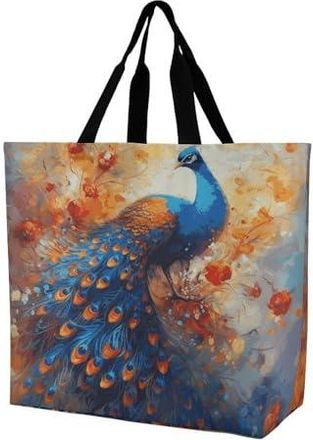 Generic Paon Sac A Main Femmes Pliable Tote Bag R&eacute;utilisable Sac A Main Femme Pour Travail Gym Universit&eacute;