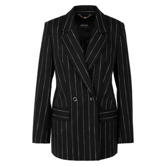 Marc Cain Gestreifter Blazer mit Leinen- Wolle und Baumwolle - - Jackets - Damen - Schwarzk - XS