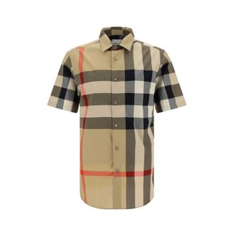 Burberry Homme, Chemises, Beige, Taille: L Chemise en coton &agrave; motif &agrave; carreaux