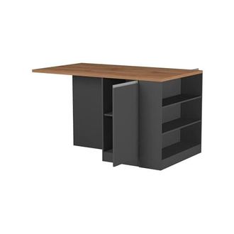 Dmora Kücheninsel Osvaldo, Mehrzweckschrank, Küchenzeile Schrank, Zusätzlicher Tisch, 100% Made in Italy, 160 x 90 x 90 cm, Anthrazit und Eiche