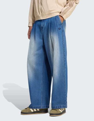 adidas Originals Jean large taille mi-haute - Bleu denim