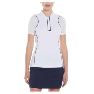 Original Penguin Poloshirt f&uuml;r Damen, Kontrast-Besatz, Emblem, Regul&auml;r (Leuchtend Wei&szlig;)