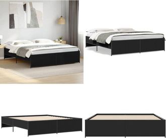 vidaXL Bettgestell Schwarz 180x200 cm Holzwerkstoff und Metall - Schlafzimmerbettw&auml;sche - Doppelbett - Boxspringbett - Lattenrost - Bettrahmen - Home &