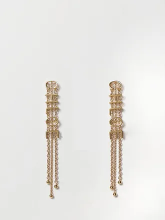 Chlo&eacute; Boucles doreilles pendantes en laiton finition dor&eacute;e avec logo lettrage