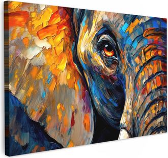 MuchoWow © Leinwandbild Groß 120x80 cm XXL Dekoration Wohnzimmer Bilder Pictures Wall Decoration Living Room Wohnungs Deko Moderne Bild Elefant - Kunst - Tiere