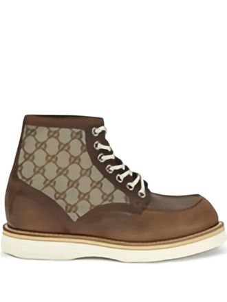 Gucci Stiefel - Lace-Up Ankle Boot - Gr. 7 - in Braun - f&uuml;r Damen