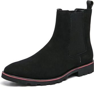 Generic Bottines Chelsea confortables &agrave; enfiler en daim pour homme avec bout pointu, Noir, 39 2/3 EU