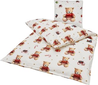 Boltze Bailey B&auml;r Bettw&auml;sche Weihnachten 135cm x 200cm