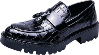 Generic Mocassins &agrave; enfiler en cuir pour homme - Bout rond - D&eacute;coration en m&eacute;tal - Semelle antid&eacute;rapante - Chaussures habill&eacute;es pour la conduite, le bureau, l