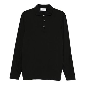 Lardini Langarm-Poloshirt aus Seide und Baumwolle - - Tops - Herren - Schwarzk - M