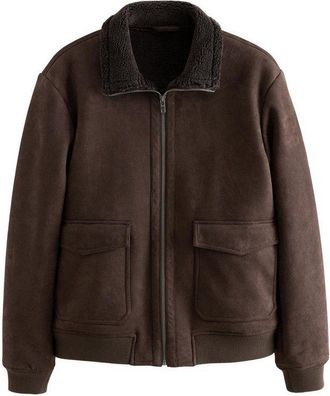 Next Lederjacke Jacke aus Velourskunstfell mit Teddyfutter (1-St)